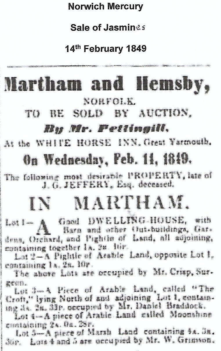 The Jasmines (or Jasmine Cottage), Staithe Road, Martham - Home of the ...